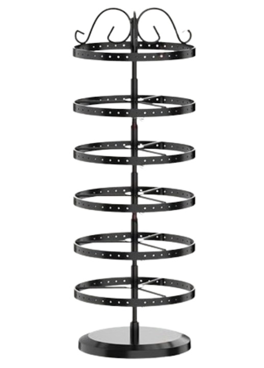 Stand metalic pentru cercei iDavosic.ly cu 6 etaje, 264 Gauri, Rotativ ...