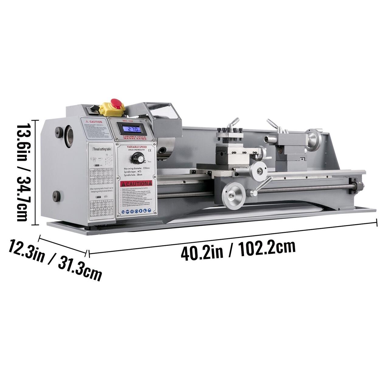 Mini eszterga fém Vevor 1100 W, Középpontok távolsága 750 mm, 50-2250 ...