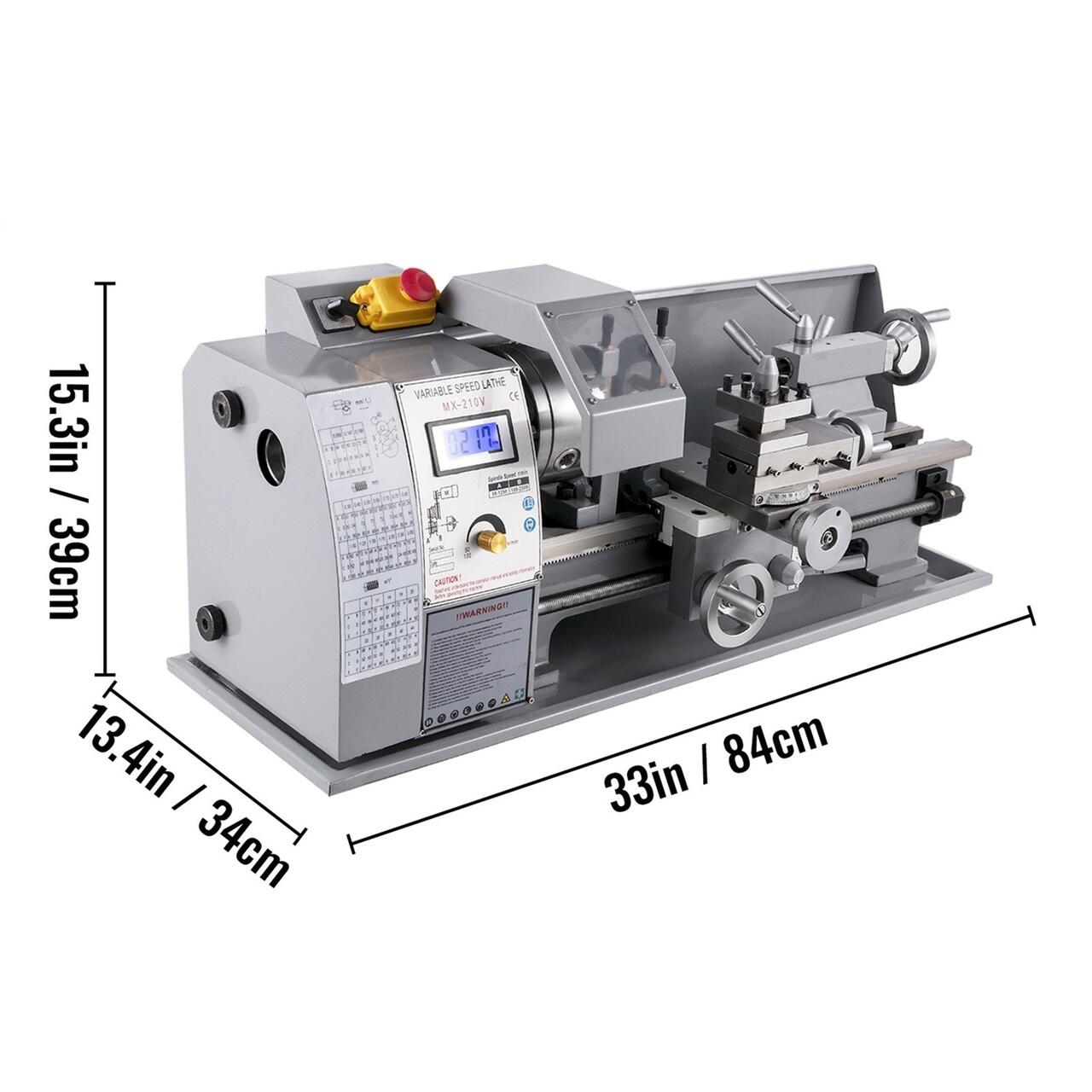 Mini strung pentru metal Vevor 1100 W, Distanta dintre centre 400 mm, 0 ...