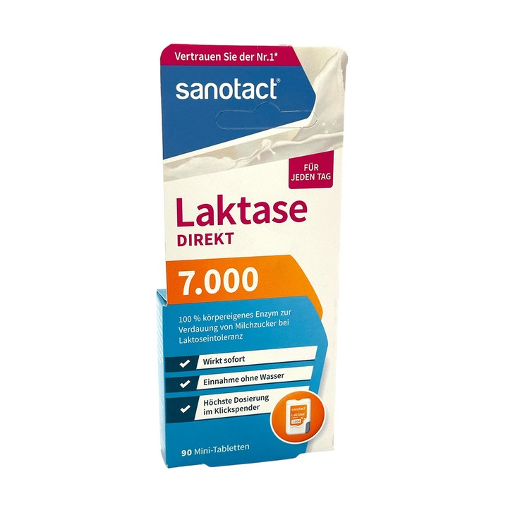 Mini Tablete pentru intoleranta lactoza Sanotact cu effect imediat, 90 ...