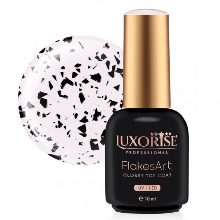Top Coat LUXORISE - FlakesArt Shine Noir Elegance 10ml - eMAG.ro