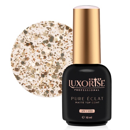 Top Coat LUXORISE - Pure Eclat Matte, Gold 10ml - eMAG.ro