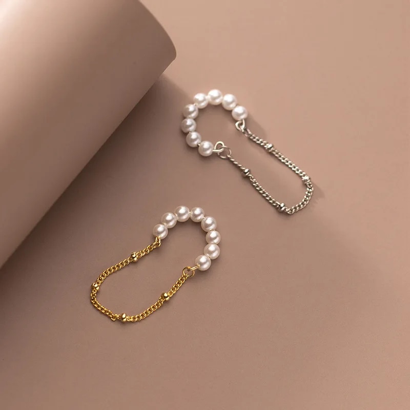 Cercei ear cuff argint 925 Delis, JW1075, model perlute cu lant ...