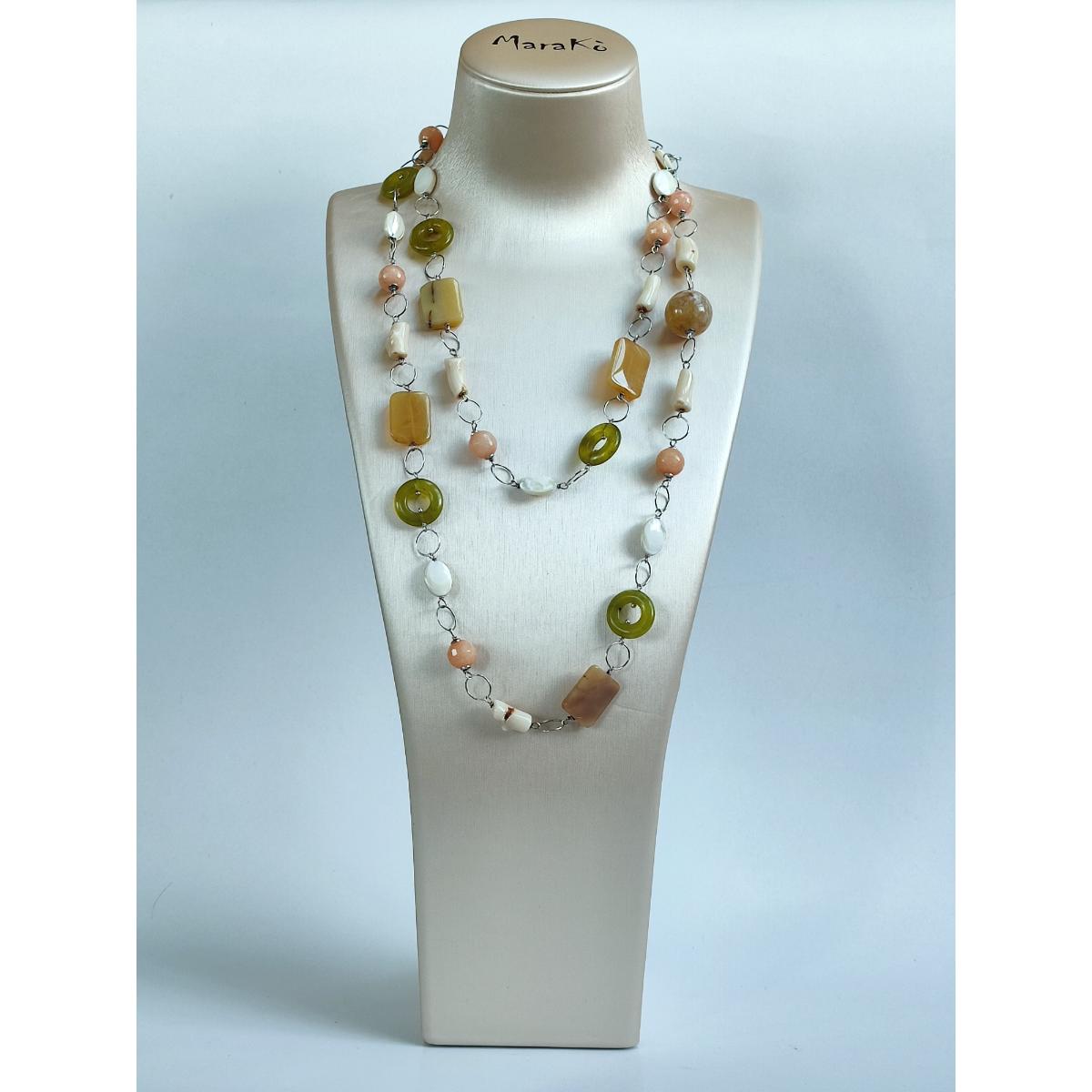 Colier Art cu jad, opal si perle - eMAG.ro