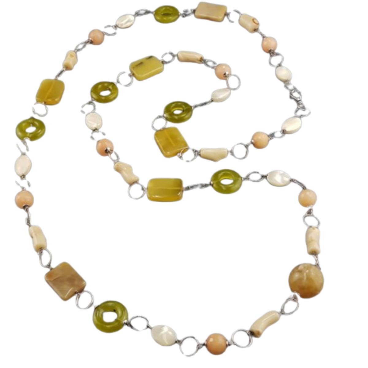 Colier Art cu jad, opal si perle - eMAG.ro