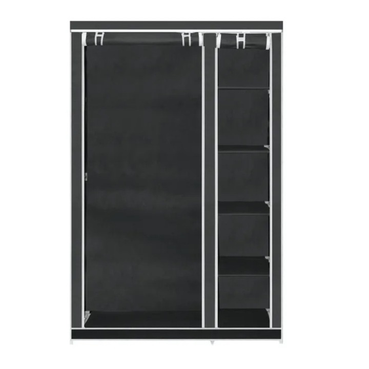 Dulap dormitor, textil, negru, cu fermoar, 110 x 45 x 175 cm, 1C - eMAG.ro