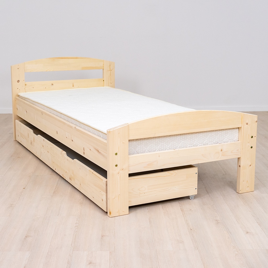 Pat de o persoana Transilvan, Simona, Lemn Masiv, 90x200 cm, Natur ...