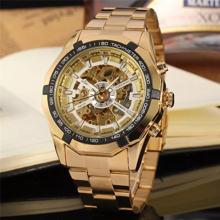 Ceas Mecanic Automat de Lux pentru Barbati din Otel Eleganta si Stil ...