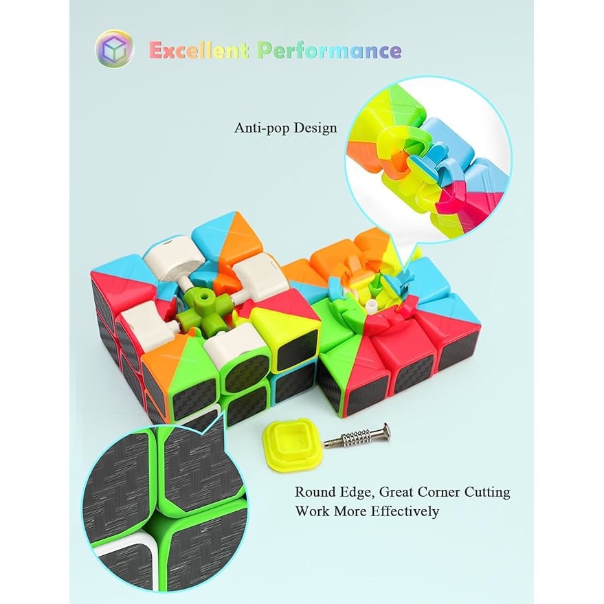 Set 4 Cuburi Rubik, JENUOS®, 2X2 3X3 Pyramide, Multicolor - eMAG.ro