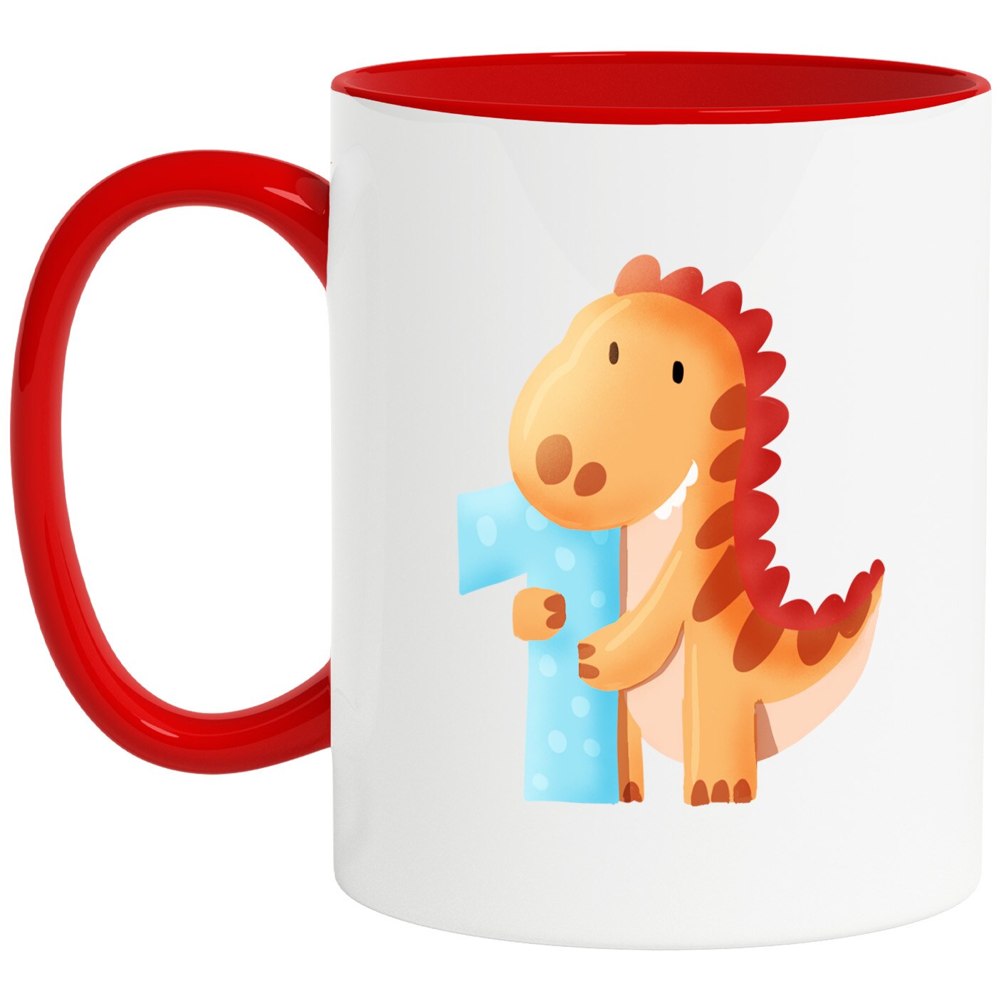 Cana cu un dinozaur cu cifra 1, ilustratie, pentru copii, scoala, elev ...