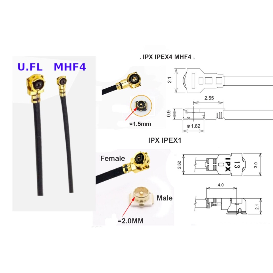 Adaptor MHF4, SMA, 15cm, Negru - eMAG.ro