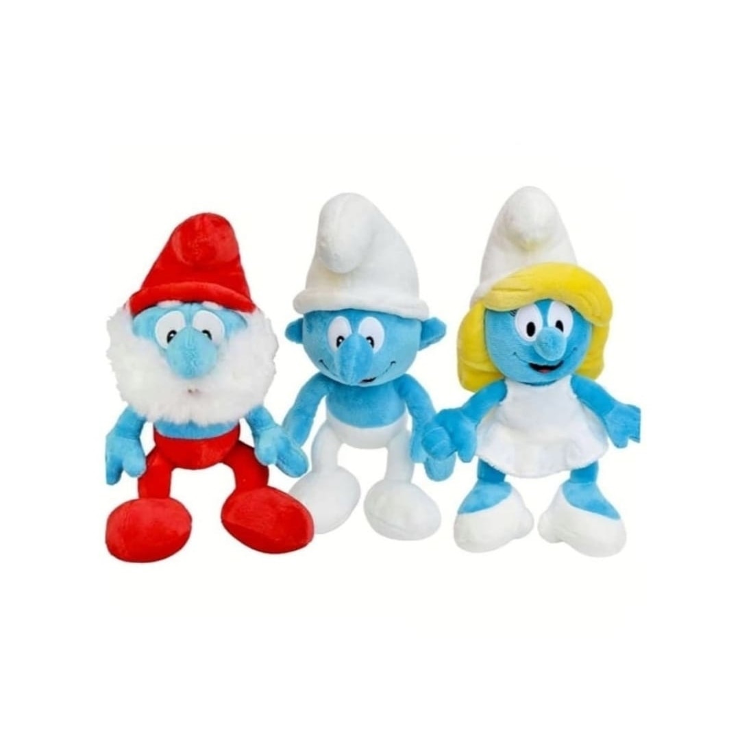 Set 3 Figurine de plus, Strumf, tib breloc, multicolor, 19 cm - eMAG.ro