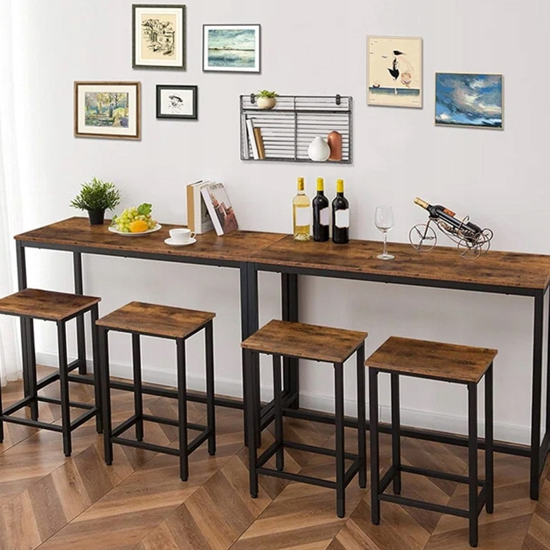 Set mobilier de bar, 3 piese, Rebiko, Maro, negru, 100 x 90 x 40 cm ...
