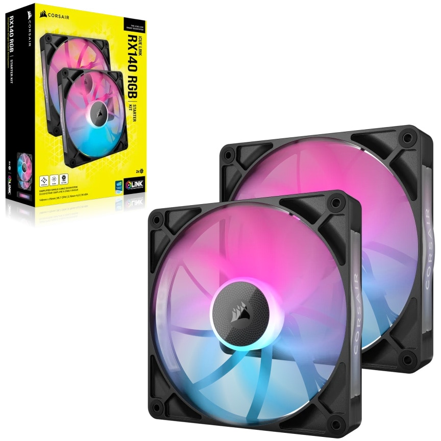 Ventilator Corsair iCUE LINK RX140 RGB, 140mm PWM, Twin Pack, Negru ... Ventilator Corsair iCUE LINK RX140 RGB, 140mm PWM, Twin Pack, Negru ...
