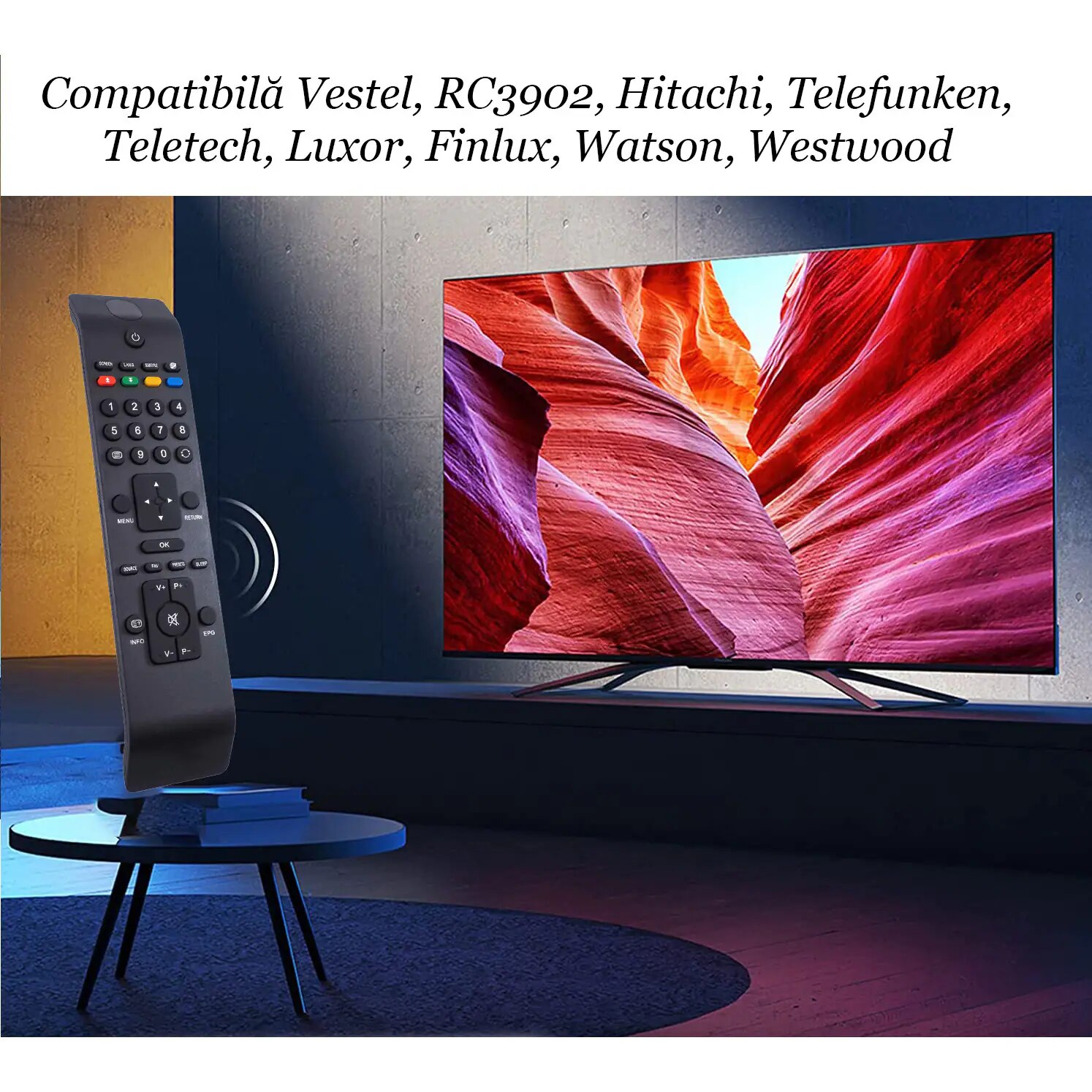 Telecomanda Compatibila Vestel, RC3902, Hitachi, Telefunken, Teletech ...