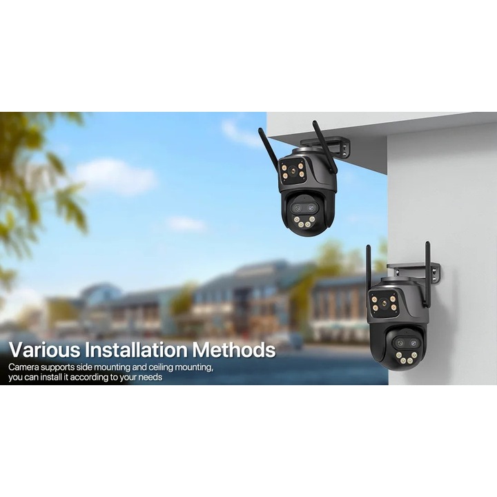 Camera de securitate IP WIFI, 9MP, PTZ, 8×Zoom, Vedere pe timp de ...