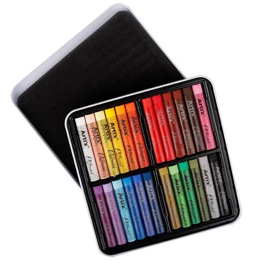 Creioane pastel ulei Artix 24 buc cutie de metal - eMAG.ro