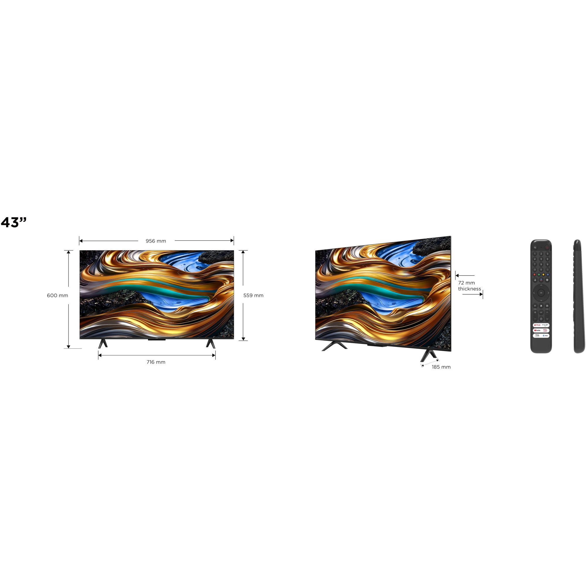 Телевизор TCL LED 43P755, 43" (108 см), Smart Google TV, 4K Ultra HD, Клас F (Модел 2024) - eMAG.bg