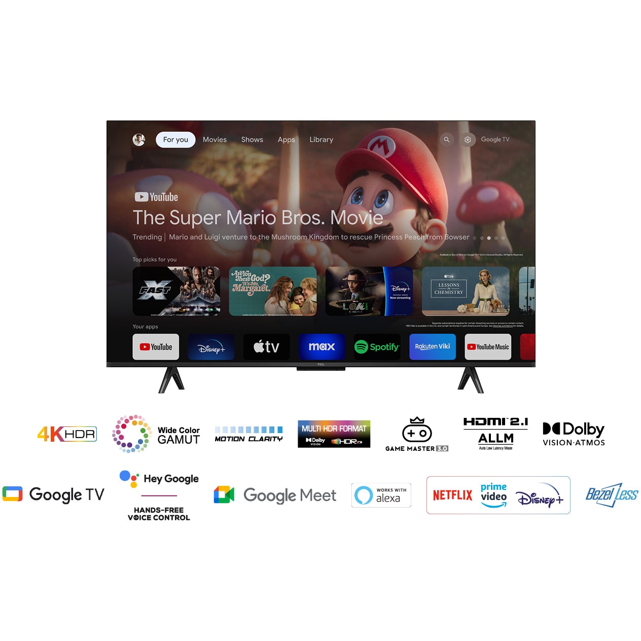 Телевизор TCL LED 43P755, 43" (108 см), Smart Google TV, 4K Ultra HD, Клас F (Модел 2024) - eMAG.bg