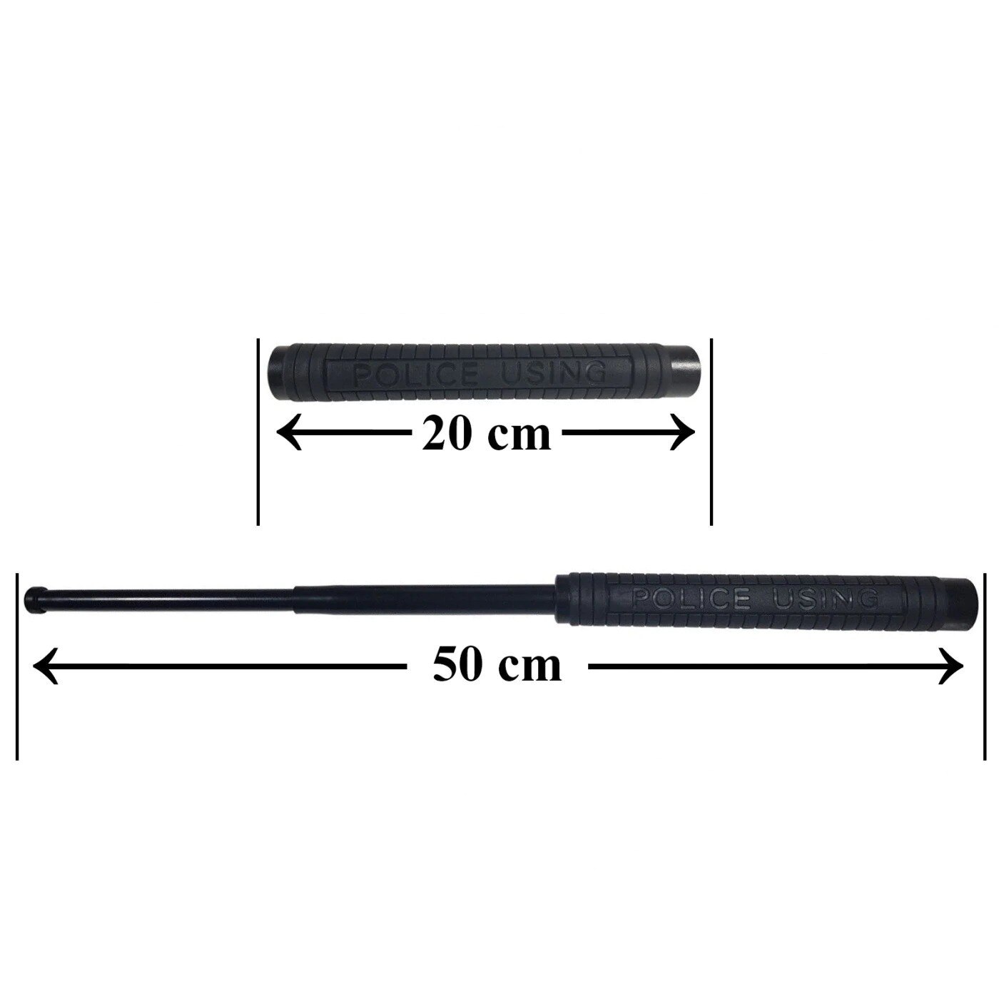 Baston telescopic din otel, Police, 50 cm, 3 sectiuni, husa, P1 - eMAG.ro