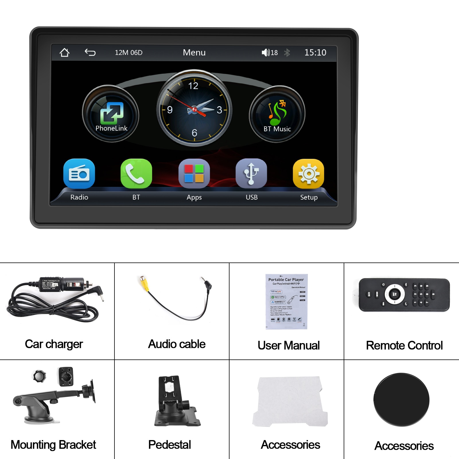 Navigatie universala portabila Wireless Carplay Android auto 7 inch cu ecran tactil MP5 Player ...