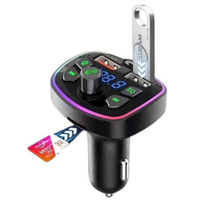 Modulator Bluetooth ALLISON A83D, 2 USB + Type-C, Transmitator FM cu ...