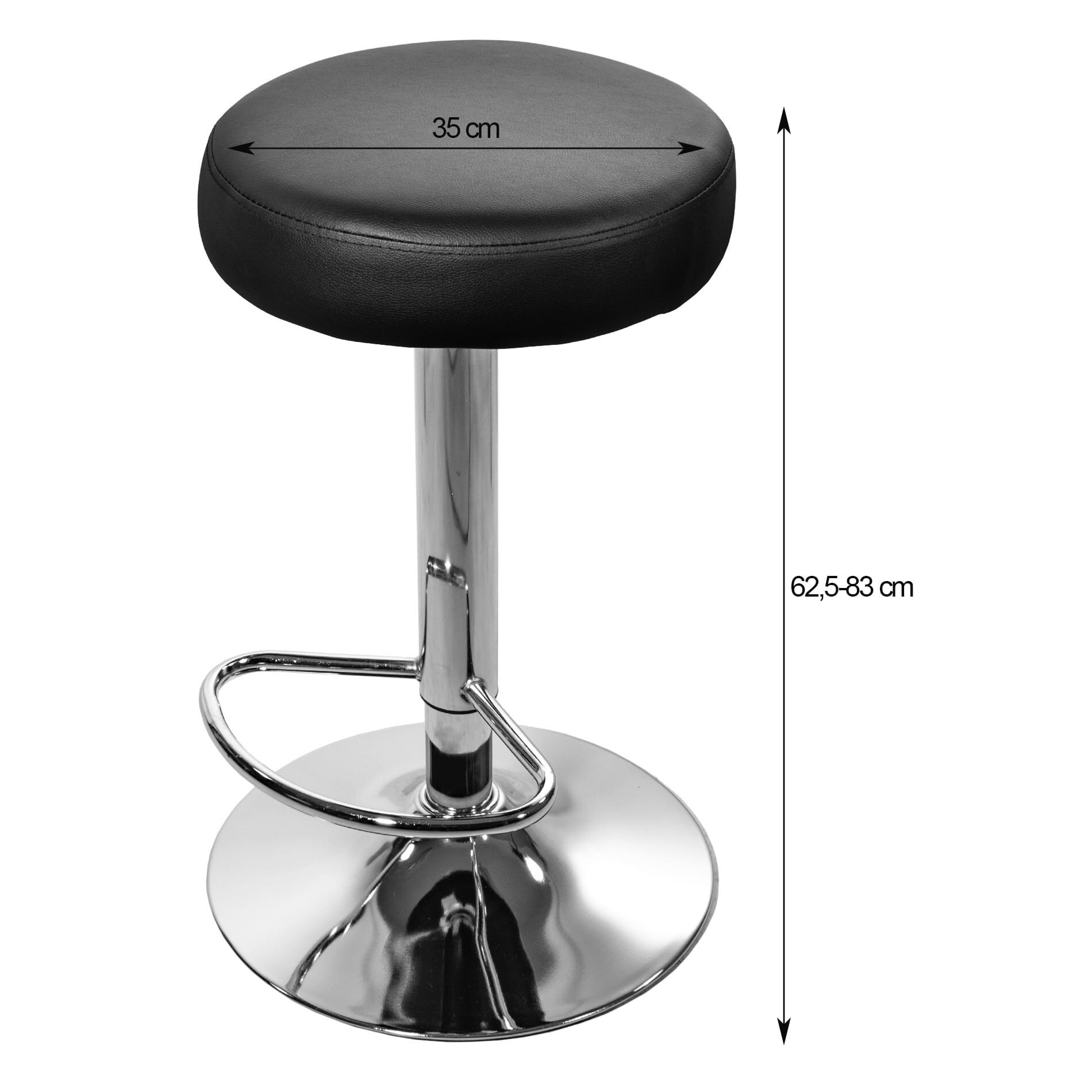 Taburet bucatarie, Piele ecologica, Rotativ, Fara spatar, Negru ...