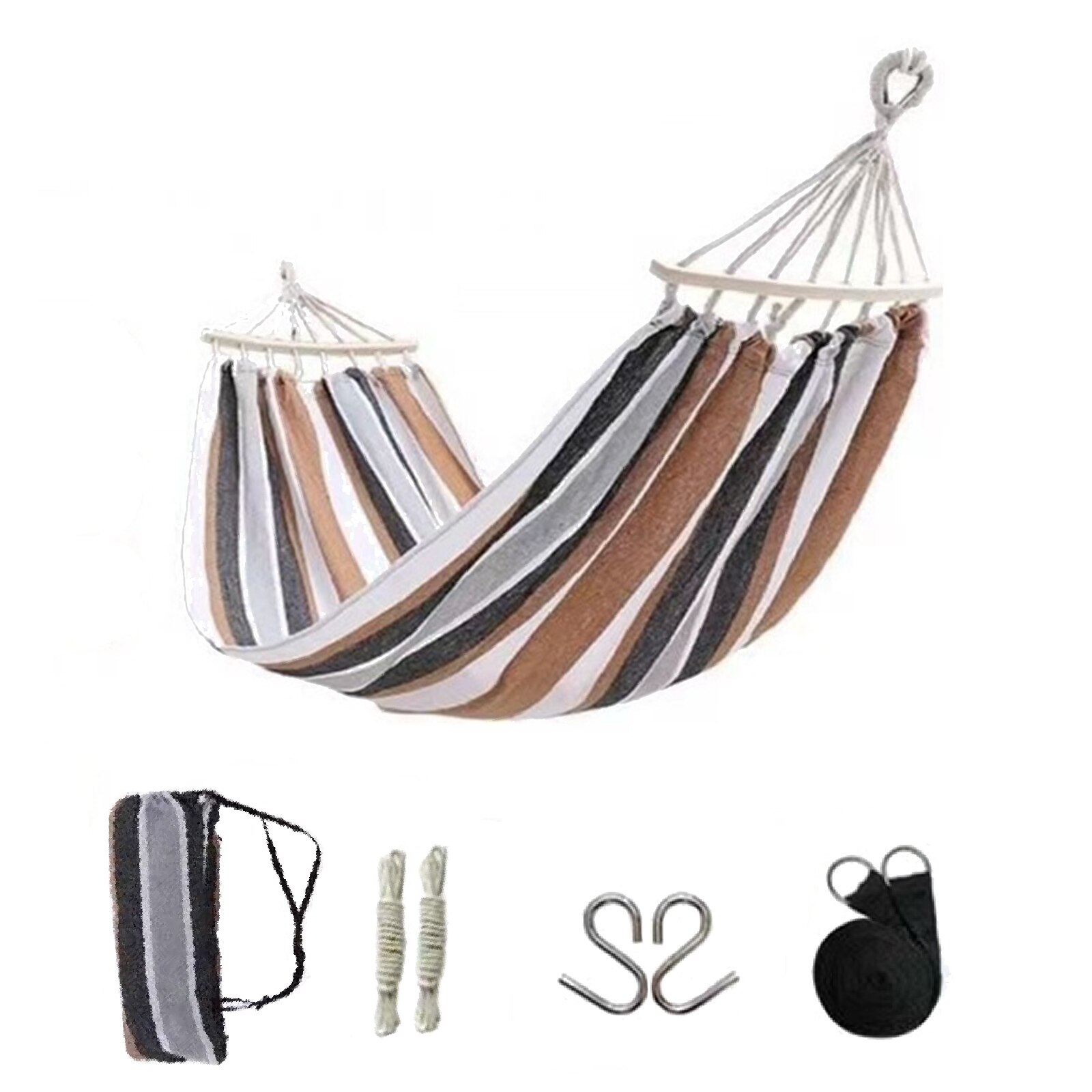 Hamac de gradina, CUKIN, 100 x 260 cm, tija din lemn, Panza ingrosata ...