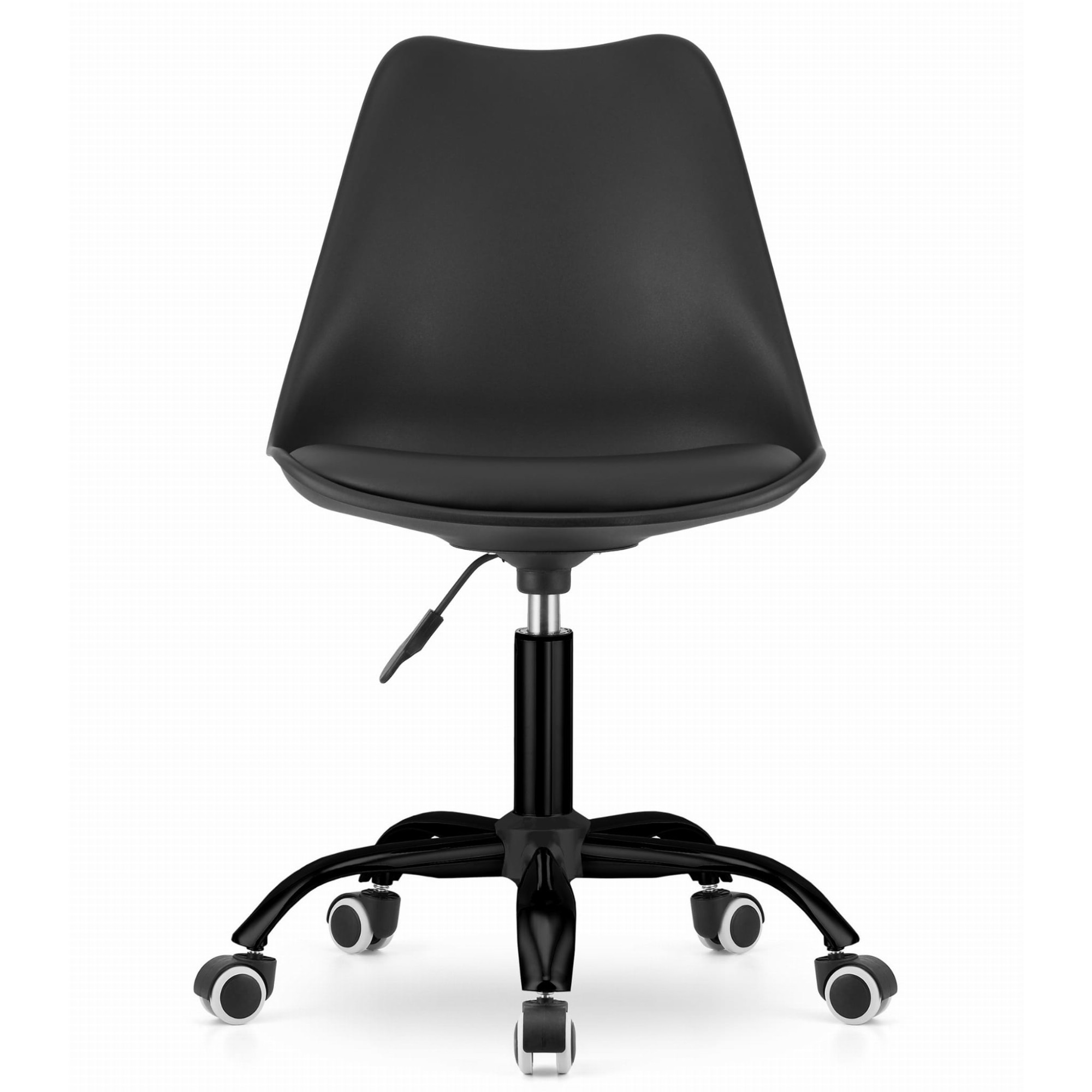 Scaun birou, Piele ecologica, Fara manere, Rotativ, 96 cm, Negru - eMAG.ro