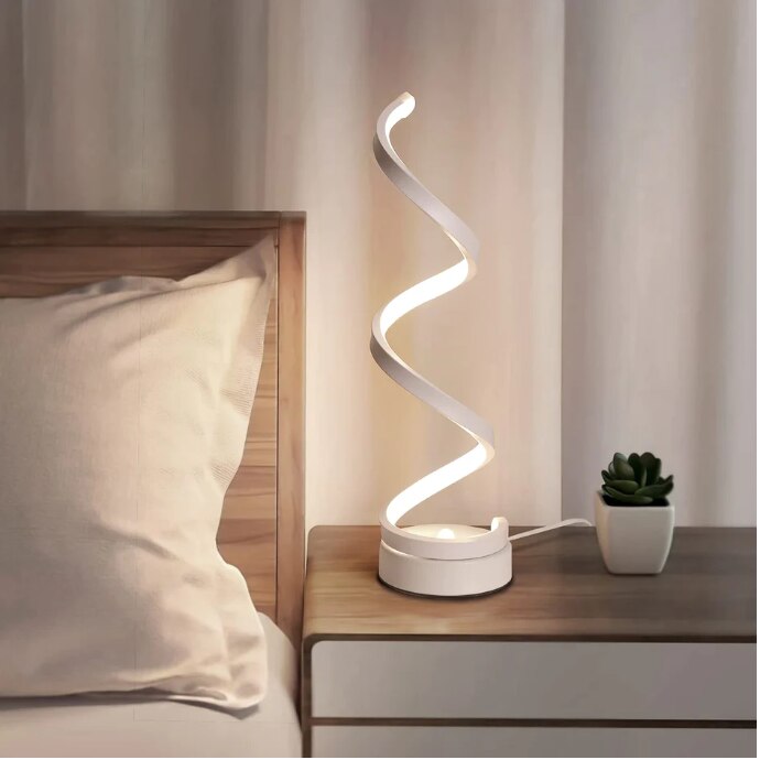 Lampa de noptiera cu LED in spirala, moderna, 16W, lumina de 4500K ...