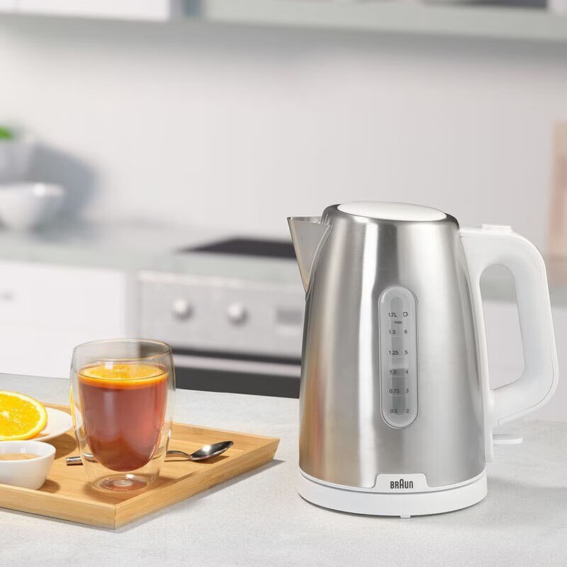Fierbator electric Braun PurShine WK1500, 2200 W, 1.7 l, baza 360, Alb ...