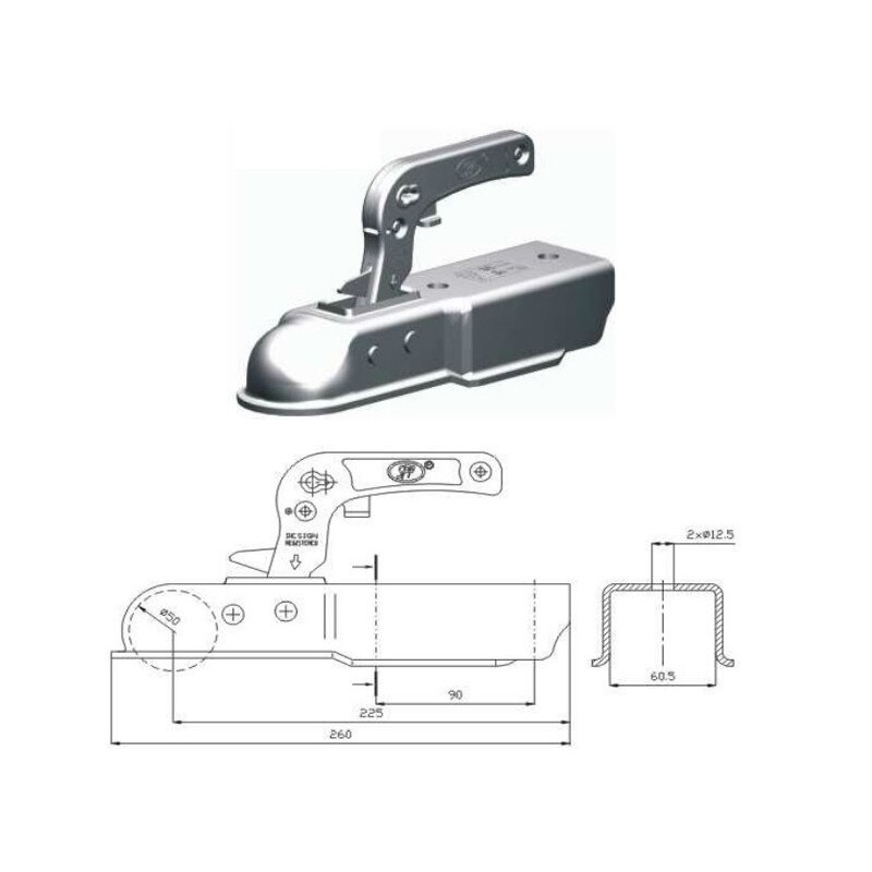Cupla Remorca Patrata, Masa Maxima 1300Kg, Omologat E-mark ( E4 ) - eMAG.ro