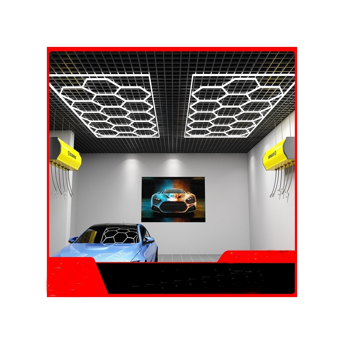 Sistem de Iluminat LED Hexagonal 243x483 cm, Putere 636W, Lumina Alb ...