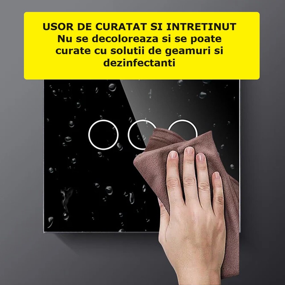 Intrerupator Lumina Triplu Cu Touch SIKS Din Sticla Securizata, De ...