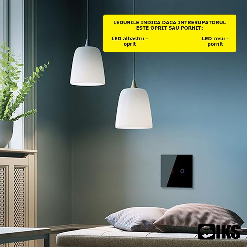 Intrerupator Lumina Dublu Cu Touch SIKS Din Sticla Securizata, De ...