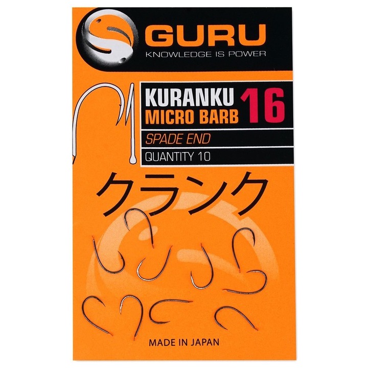 Carlige Pescuit, Guru, Kuranku, Micro Barb, Spade End, Marime 18 - eMAG.ro