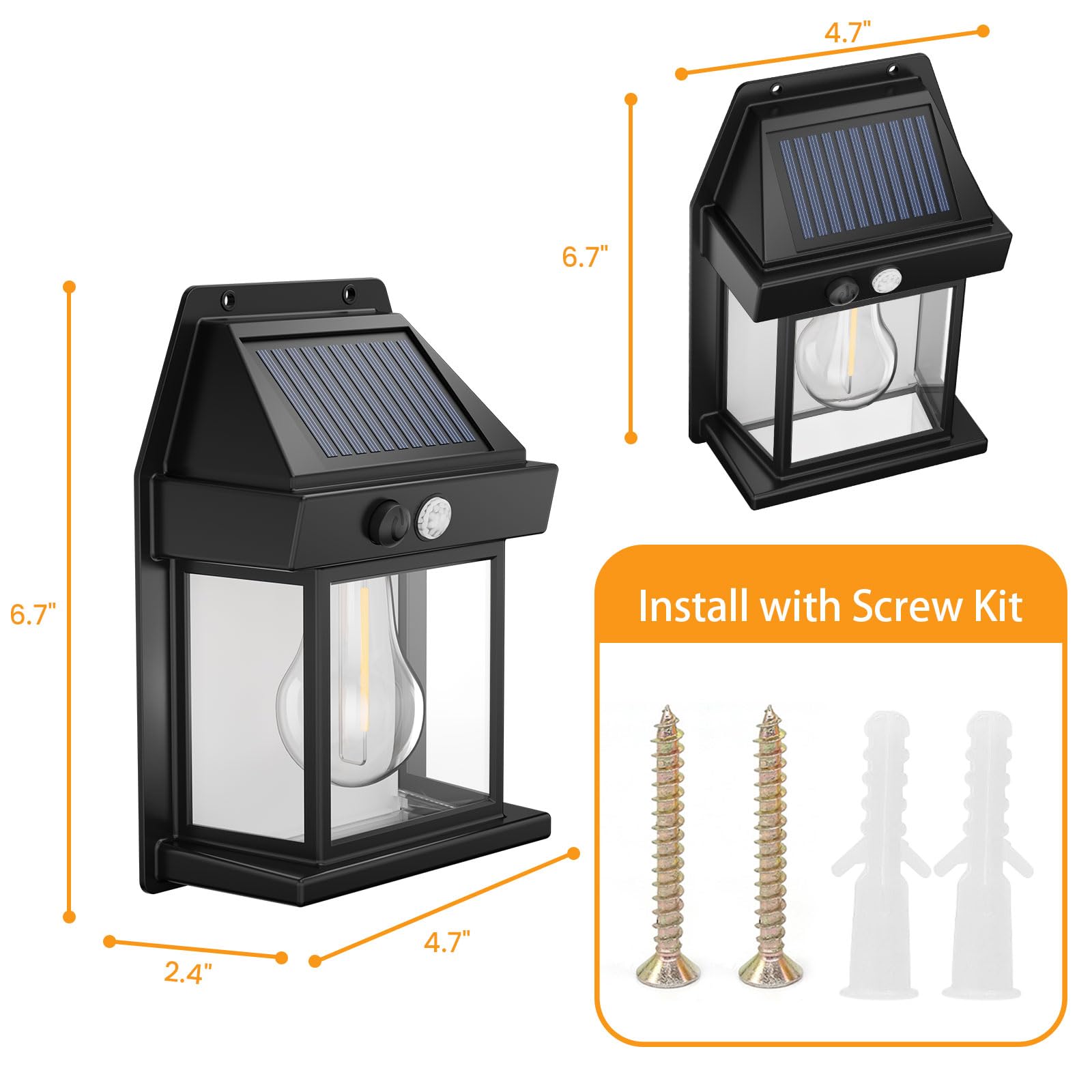 Lumini solare pentru gard, Set de 4, Senzor de miscare, 3 moduri de ...