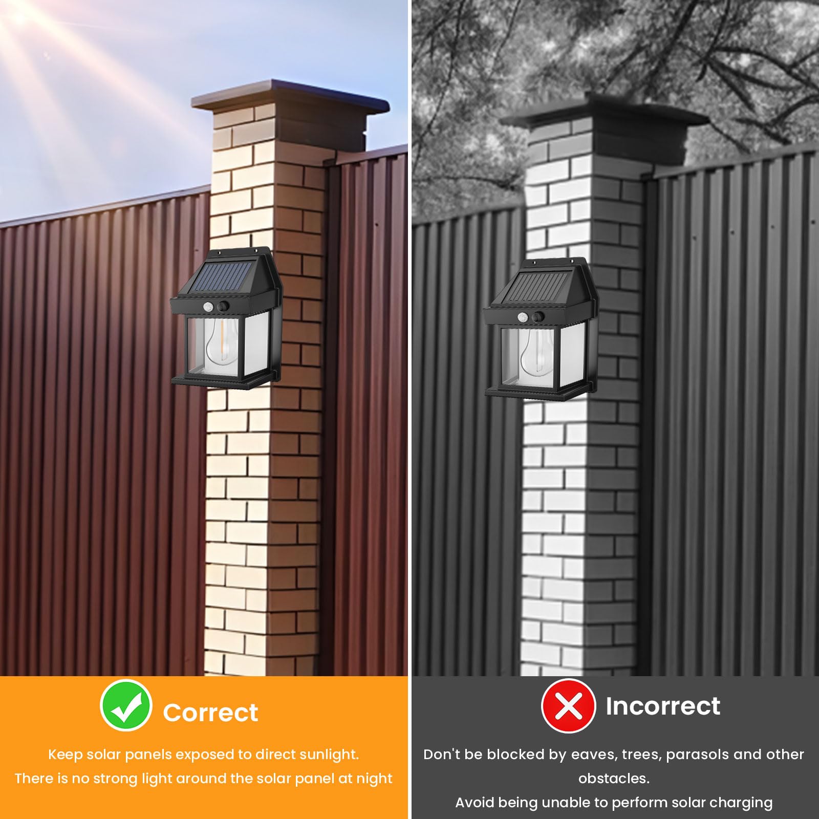 Lumini solare pentru gard, Set de 4, Senzor de miscare, 3 moduri de ...