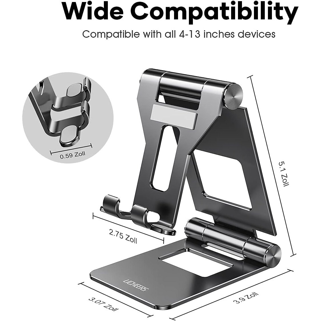 Suport tableta reglabil Licheers, aluminiu, portabil, compatibilitate 4 ...