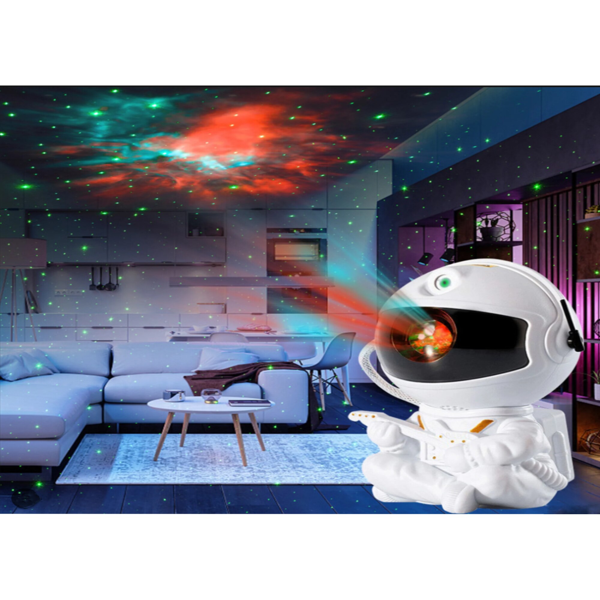Lampa veghe pentru copii led color Astronaut, Proiector stele si ...