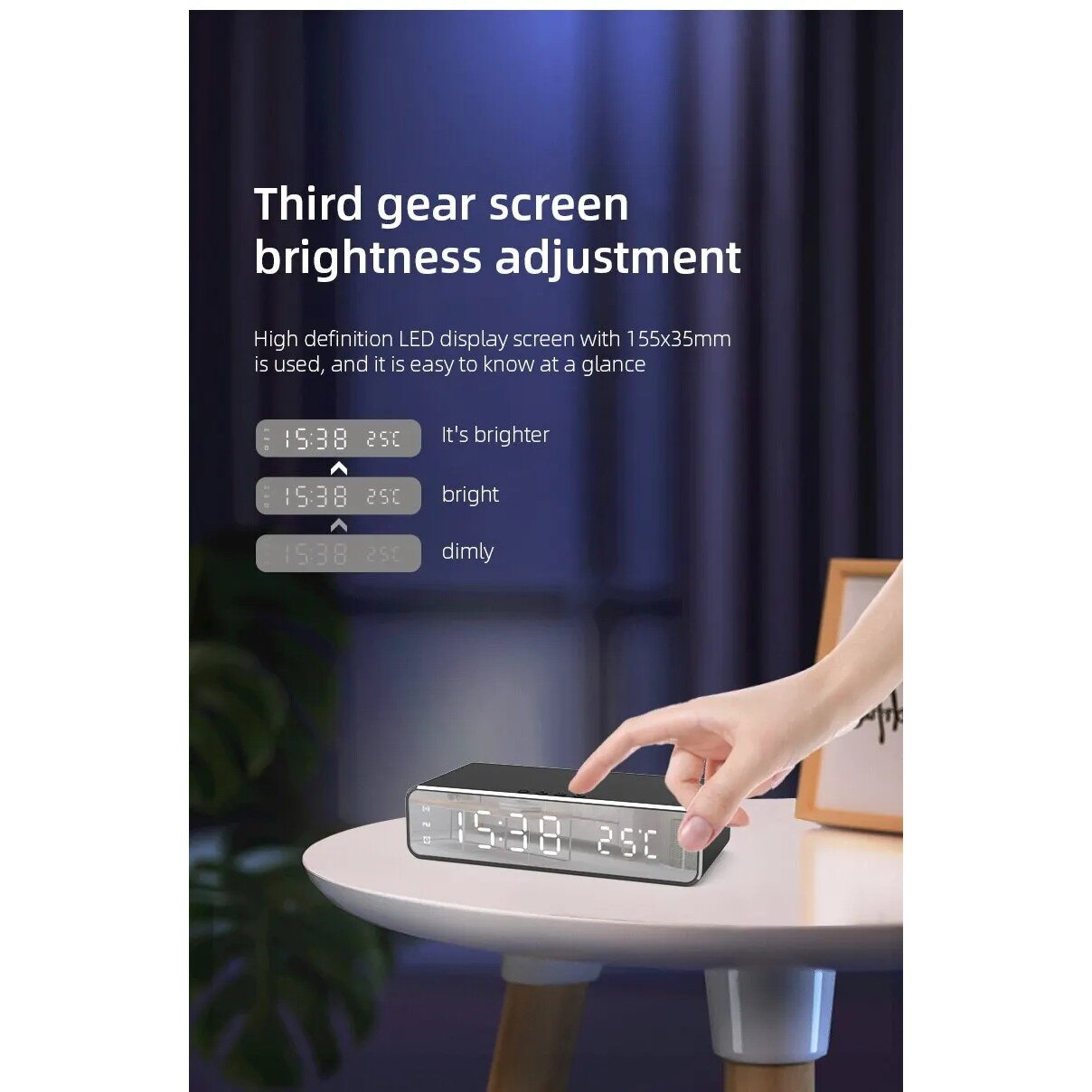 Ceas digital cu LED, incarcator rapid universal wireless, termometru ...