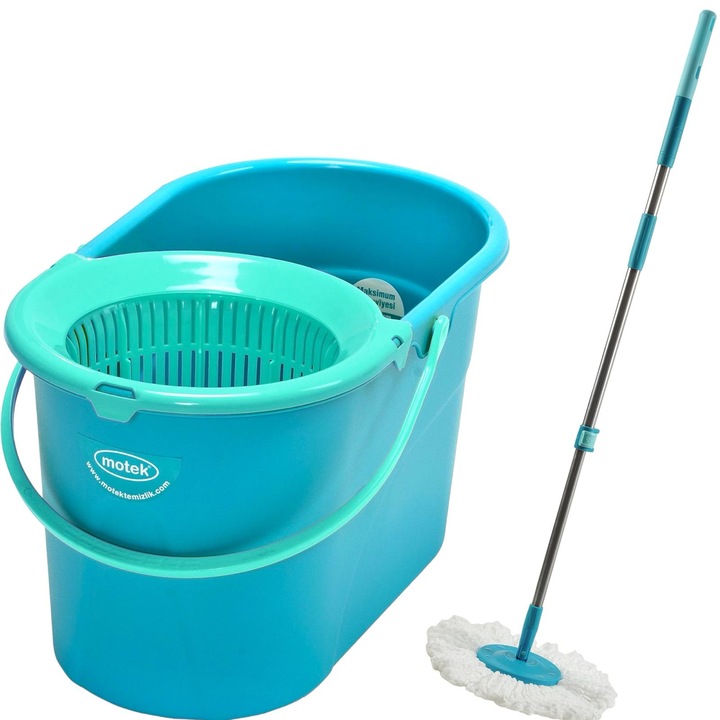 Set Mop cu Galeata Motek Premium cu Scurgere prin Rotatie si Mop 360 ...