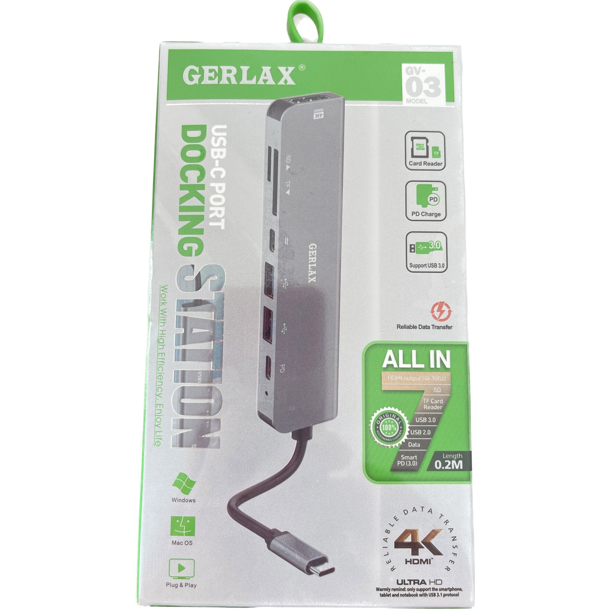 Statie de andocare, Gerlax, USB-C, USB 3.0, Compatibila Apple/Microsoft ...