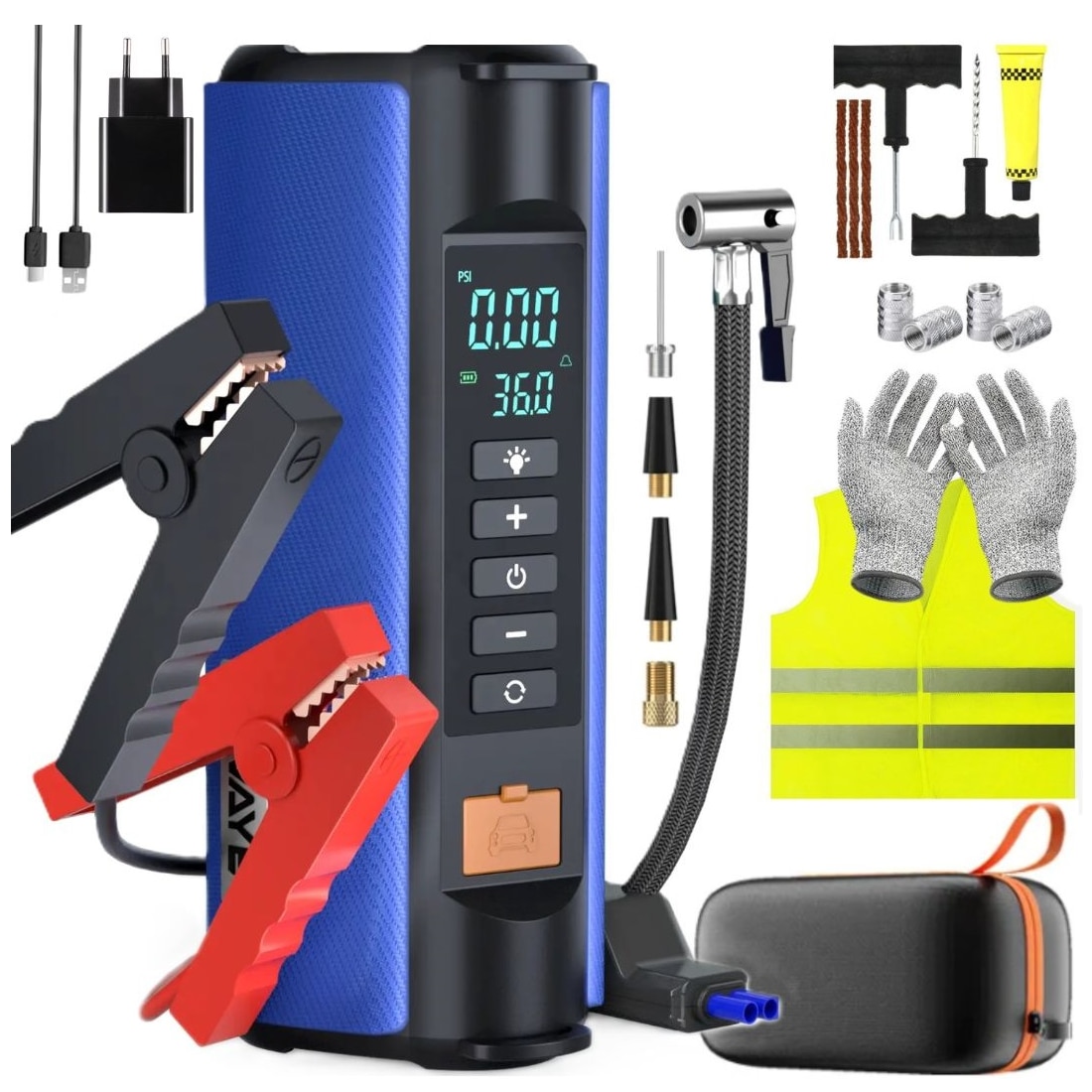 Compresor de Aer cu Redresor Auto Smart portabil, cu lampa camping ...