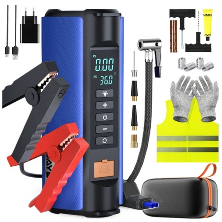 Compresor auto cu redresor smart portabil, cu lampa camping, baterie ...