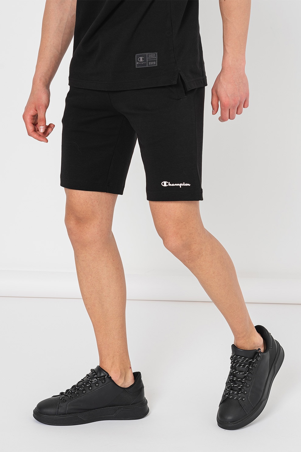 Champion, Pantaloni scurti de bumbac cu snur, Negru, 3XL - eMAG.ro
