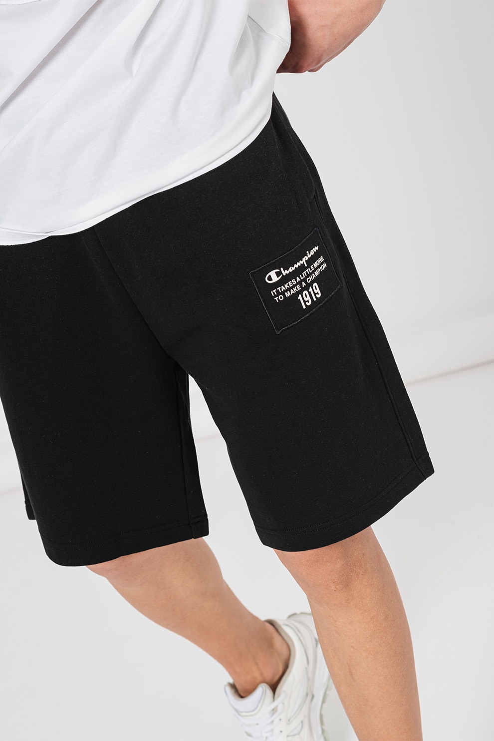 Champion, Pantaloni scurti cu logo, Negru, M - eMAG.ro