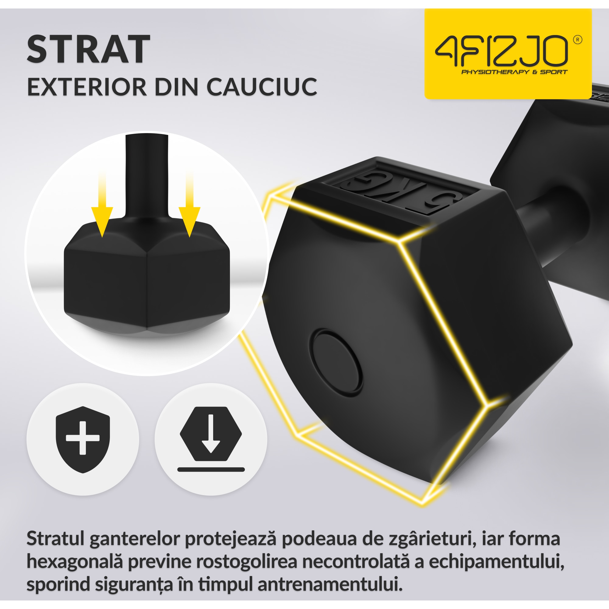 Set 2 gantere bituminoase din fonta pentru antrenament cu greutati si ...