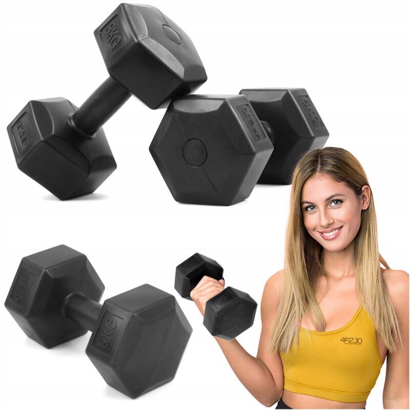 Set 2 gantere bituminoase pentru antrenament cu greutati si fitness, intarire musculara, 4FIZJO ...