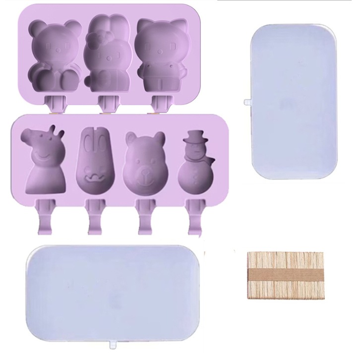 Set 2 forme pentru inghetata, silicon, 7 compartimente, 50 batoane de ...